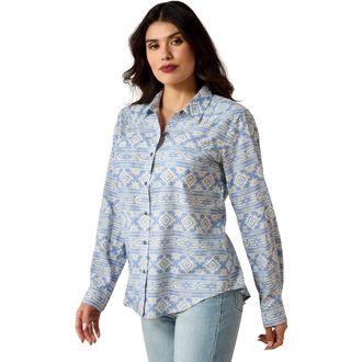 Ariat Womens Billie Jeans Western Shirt Long Sleeve in Ashleigh Blue Crystal Southwest, Size 2X-Large, by Ariat