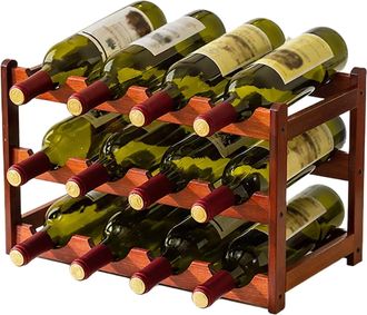 Generic Weinregal aus Holz, Flaschenregal, Mehrstöckiges, Offenes Design, Stabile Konstruktion, Geeignet für Hausbars, Restaurants und Schränke(Medium)