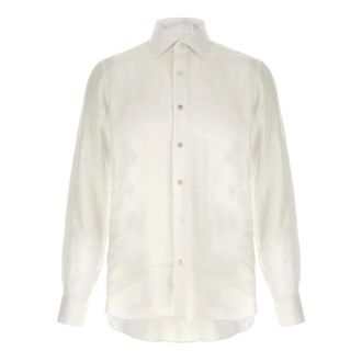 Borriello Homme, Chemises, Blanc, Taille: M Chemise l&eacute;g&egrave;re en lin cousue &agrave; la main