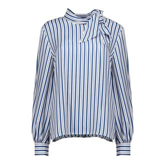Max Mara Femme, Blouses et Chemises, Bleu, Taille: 32 FR Blouse en soie ray&eacute;e
