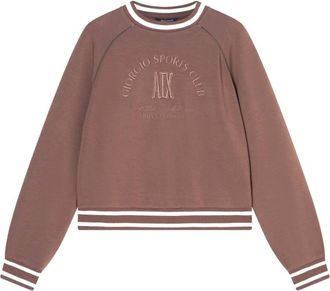 A|X Armani Exchange Femme, Sweatshirts et sweats &agrave; capuche, Brun, Taille: 40 FR SweaT-shirt ras du cou style universitaire avec logo et profils