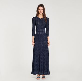 Sandro Jupe longue maille strass&eacute;e