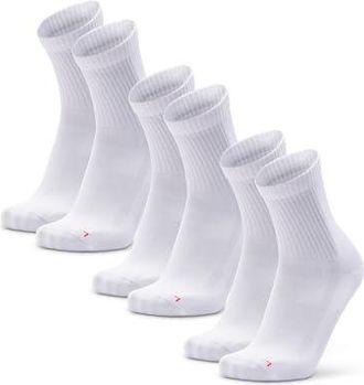 Danish Endurance Chaussettes de Sport Mi-Hautes, Respirantes & Anti-Ampoules, 3 ou 5 Paires, Blanc, 43-47