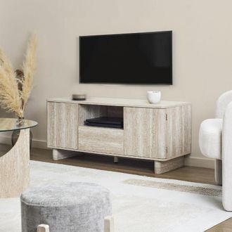 The Home Deco Factory Meuble Tv - Home Deco Factory - Pietra - Blanc Et Beige - H48 X L110 X P39 Cm