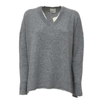 Allude V-Ausschnitt Strickpullover - - Knitwear - Damen - Grau - M