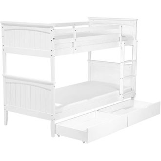 Beliani Hochbett mit Schubladen Kiefernholz ALBON 90 x 200 cm Weiß
