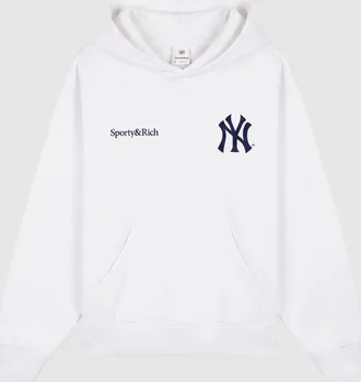 Sporty & Rich Sweatshirt Hoodie Yankees Curve White, Collaboration Sporty & Rich x 47Brand