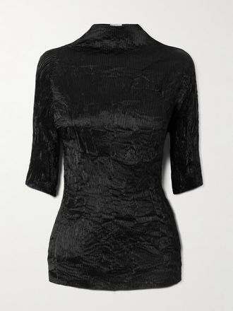 FFORME Haut En Satin Plissé Froissé Dahlia - Noir