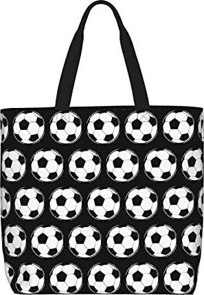 Generic Sac Fourre-Tout Ballon De Football Noir Et Blanc Sac &Agrave; Main D&eacute;contract&eacute; Personnaliser Pliable Sacs En Toile Pour Femmes, Pour &Eacute;cole, Voyage, Tous Les 