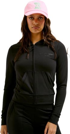 Juicy Couture Damen Ennis Hoodie Kapuzensweatjacke, Sweatjacke mit Kapuze und Rei&szlig;verschluss Kapuzenpullover, Black, XS