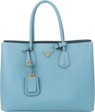Prada Crossbody Bags - Prada Blue Saffiano Leather Double Handbag - Gr. unisize - in Blau - f&uuml;r Damen