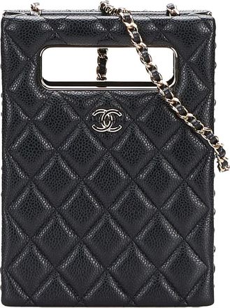 Chanel Hobo Bags - Mini Caviar Chain Around Cut Out Evening Bag - Gr. unisize - in Schwarz - f&uuml;r Damen