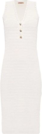 Twinset Femme, Robes, Beige, Taille: 36 FR Robe sans manches &agrave; col en V au crochet