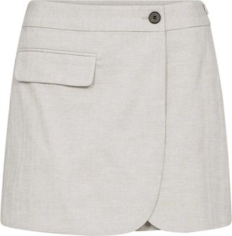 Co'Couture Femme, Jupes, Blanc, Taille: 36 FR Jupe portefeuille en lin en Bone