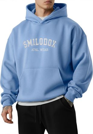 Smilodox Hoodie Herren Kayson, Oversize Kapuzenpullover mit Frontprint, gro&szlig;e Kapuze Sweatshirt, K&auml;ngurutasche, weicher Stoff, Warmer Pulli ideal f&uuml;r f&uuml;r Stree