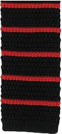 Michelsons Noir/Rouge soie tricoté rayé maigre cravate de