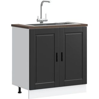 vidaXL Vidaxl - Meuble bas pour &eacute;vier Porto noir 80x46x81,5 cm bois ing&eacute;nierie