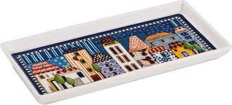 Egan Tablett von Egan aus der Kollektion Paese Mio. Tablett aus New Bone China in blau mit Landschaftsmotiv Maße: 19 x 9 cm Die Referenz lautet 121015