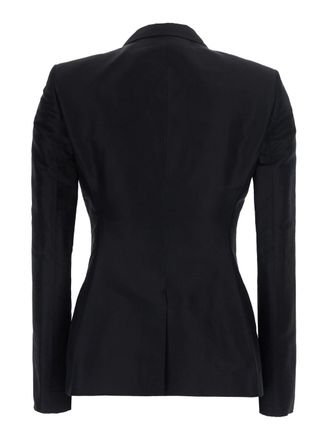 Gucci Womens Single-Breasted Jacket Black Silk Blazers