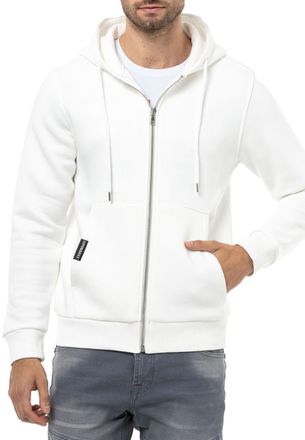 Cipo & Baxx Herren Sweatjacke Hoodie CL556 Ecru - Stylischer Pullover im Modernen Casual Streetwear Stil mit Rei&szlig;verschluss & Kapuze f&uuml;r Alltag Freizeit & Party -