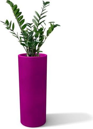 KLORIS Hoher Übertopf zylindrischer Blumenkasten Barocco 90 violett pink Polyethylen Durchmesser 35 cm Höhe 90 cm Tiefe Fach 30 cm Made in Italy