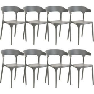 Beliani Lot 8 Chaises de Salle &agrave; Manger Empilables en Plastique Gris Clair Gubbio
