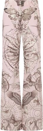 Philipp Plein Femme, Pantalons, Rose, Taille: W27 Jean Coupe Droite Tatouage Papillon