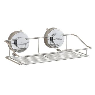 DOITOOL Regal mit Saugn&auml;pfen f&uuml;r Badezimmer Wandregal aus Drahtgestell Badezimmer-Organizer Silber Platzsparendes Ablagef&auml;cher f&uuml;r Bad und Wc