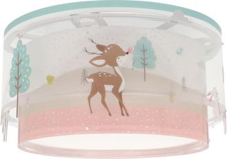 Dalber Deckenlampe kinderzimmer, Deckenleuchte f&uuml;r Kinder Loving Deer Reh Tiere Rosa, 61276, E27