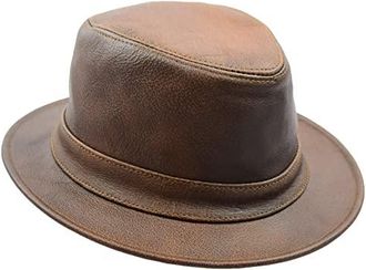 House Of Leather HL004 Chapeau trilby en cuir véritable doux et léger, peau, M