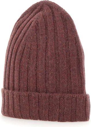 Gran Sasso Homme, Accessoires, Rouge, Taille: 50 CM Bonnet côtelé en cachemire