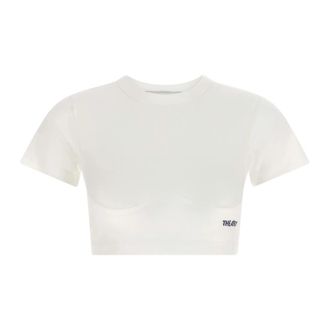 The Attico Cropped T-Shirt - - Tops - Damen - Wei&szlig; - S