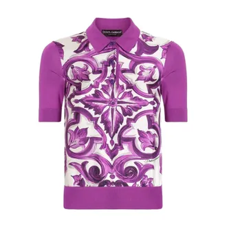 Dolce & Gabbana Klassisches Polo T-Shirt in verschiedenen Farben - - Tops - Damen - Lila - XS