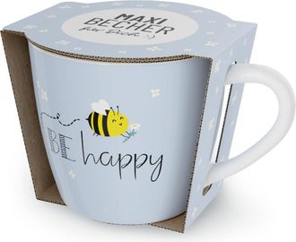 La Vida la Vida Maxi Becher für dich, Kaffeetasse, Teetasse, Tasse, Biene, 400ml, BE happy