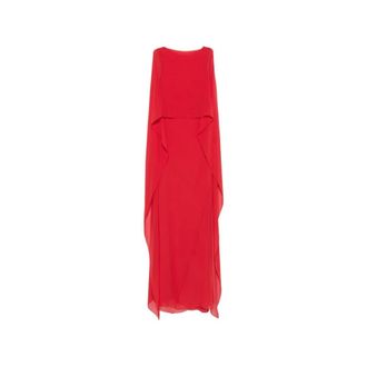 Cortana Boat Neck Draped Cape Gown - - Dresses - Damen - Rot - M