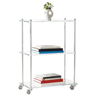 Generic Acryl Wagen - 3-lagig Fahrbares Lagerregal,Rollender Servierwagen | F&uuml;r Home Wohnung Wohnzimmer K&uuml;che Badezimmer B&uuml;ro Studie Balkon Terrasse Hochzeit 