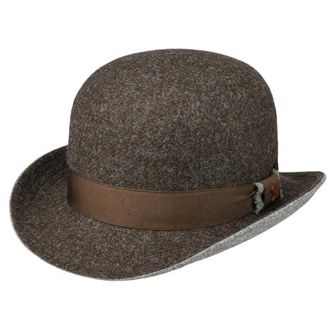 Alfonso d'Este Melon Shetland WoolD&acute;Este Homme - Made in Italy Chapeau en Laine avec Doublure, Ruban Gros Grain Automne-Hiver - L (58-59 cm) Marron