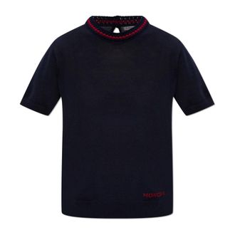 Moncler Top mit gesticktem Logo - - Tops - Damen - Blau - XS
