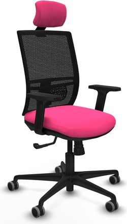 Piqueras y Crespo Yunquera Computerstuhl mit 2D-Armen, h&ouml;henverstellbarer Lendenwirbelst&uuml;tze und h&ouml;henverstellbarem Kopfteil, ausgestattet mit 4 Positionen, Schwarz/Ros