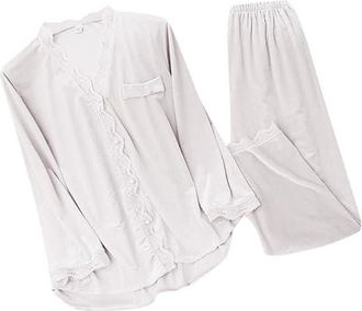 Generic Ensemble Pyjama Femme Noir Pyjama Une Piece Femme Ensemble Cardigan &agrave; Manches Longues en Velours pour Couleur Unie Bouton Ouvert &Eacute;pais Femmes Short Et