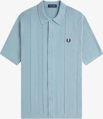 Fred Perry Feinstrick-Poloshirt mit Schattenstreifen und Knopfleiste in