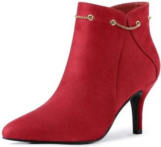 Allegra K Bottines à Lacets à Talon Aiguille pour Femmes Rot 38.5