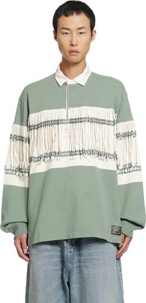 KAPITAL Panel Stripe Jersey Fringed Rugby Polo