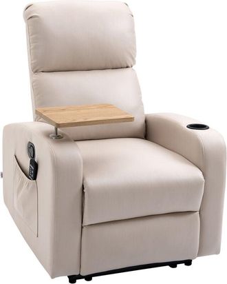 HOMCOM Homcom - Fauteuil de massage inclinable avec repose-pied télécommande revêtement synthétique tissu beige