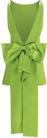 Self Portrait Satin Bow Mini Dress - Green