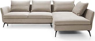 Selsey Ecksofa DEMISBAL mit Schlaffunktion, Bettkasten, Beige, linksseitig
