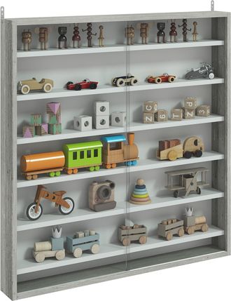 HOMCOM Wandvitrine mit 6 verstellbaren Einlegeb&ouml;den, Vitrine f&uuml;r Sammlerst&uuml;cke, Wandvitrine f&uuml;r Sammlerobjekte, aus Glas und Spanplatten, 80 x 9,5 x 83 cm, w