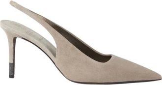 Brunello Cucinelli Femme, Chaussures, Beige, Taille: 38 EU Suede Slingback Heels