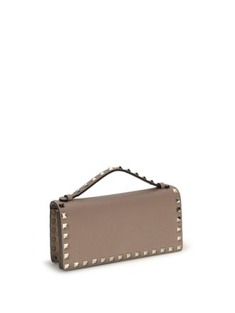 Valentino Garavani Womens Rockstud Chain Wallet Poudre Calf Leather Bos Taurus
