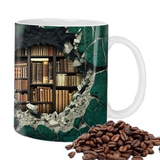 Generico Kaffeetasse mit Buch: literarischer, k&uuml;nstlerischer, bedruckter und dekorativer Stil, Keramik-Teetasse f&uuml;r Leser, Autoren, Studenten, B&uuml;ro, Bibliothek